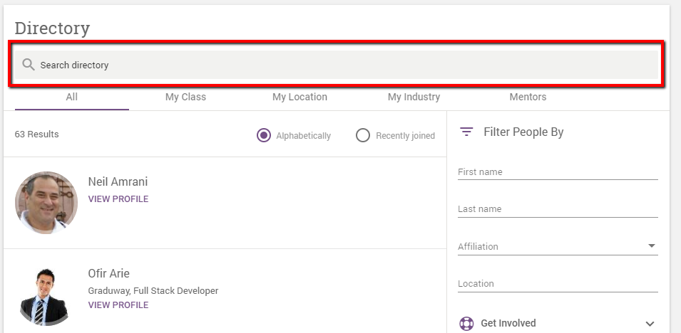 How does the free text search work on the Graduway platform?